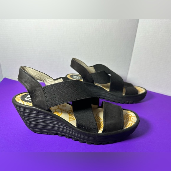 Fly London | Shoes | Fly London Wedge Black Sandals Strappy Platform ...